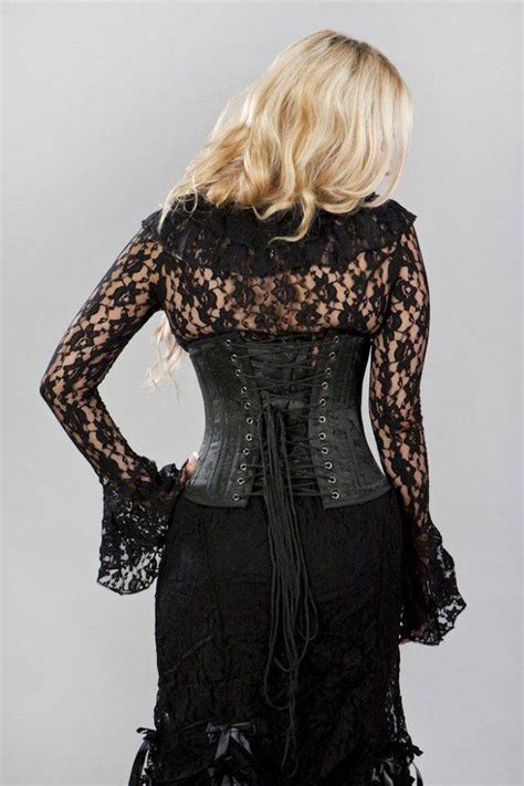 Sophisticated Double Steel Boned Underbust Corset In Black Blossom