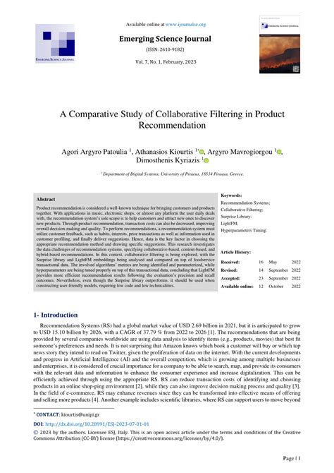 PDF A Comparative Study Of Collaborative Filtering In Product Recommendation