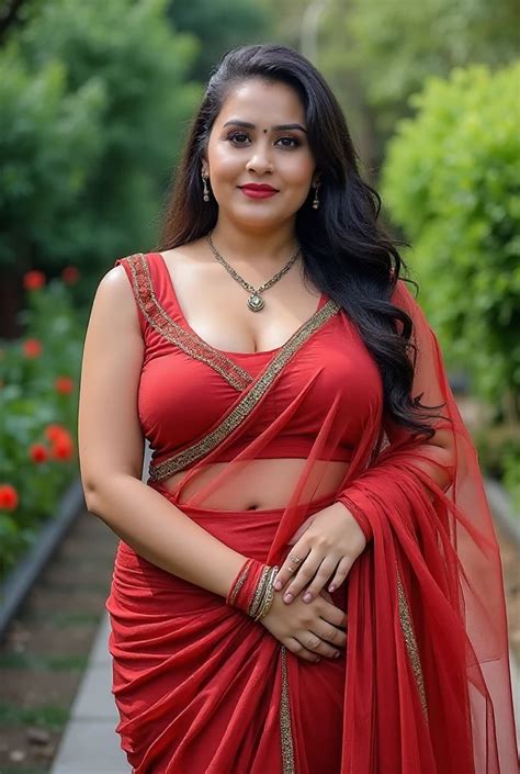 A 35 Year Old Busty Pale Skin Milf In Red Saree Curvy Chubby Bimbo