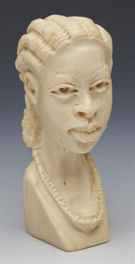 Antique African Carved Ivory Bust Of A Native Woman C1900 565636