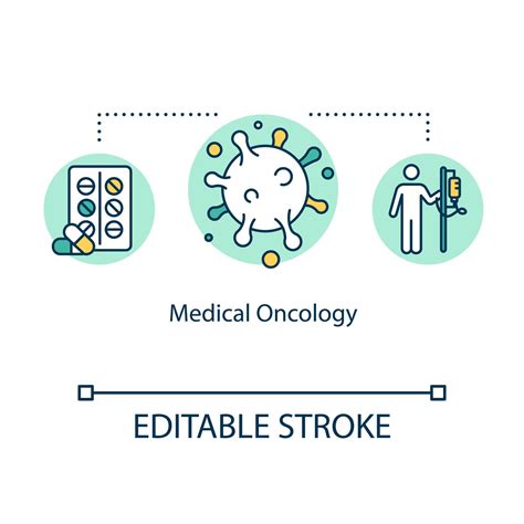Medische Oncologie Concept Icoon Kanker Behandeling Idee Dunne Lijn