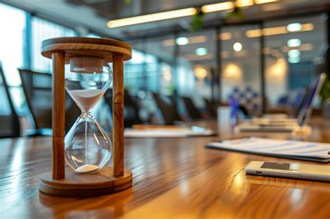 Un Sablier Compte à Rebours Sur La Table Du Bureau Photo Premium