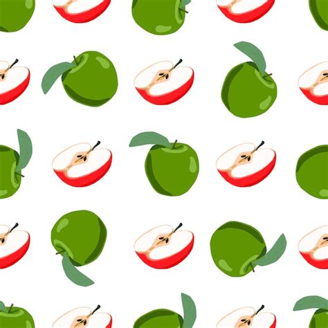 Illustration On Theme Big Colored Seamless Apple Premium Vector