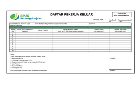 Formulir 1b BPJS Ketenagakerjaan 1 Docx