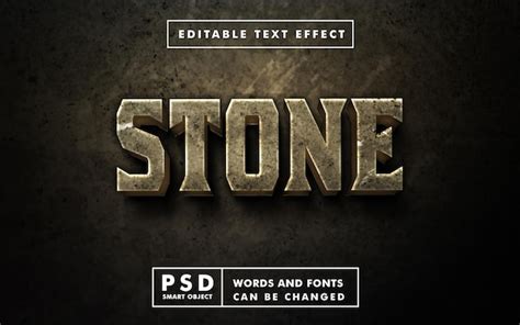 Maqueta De Texto 3d De Piedra Realista Efecto De Texto Editable Con
