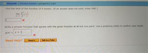 Solved E 0r5 Polnts Previous Answers LarCalcET6 2 3 047 Chegg