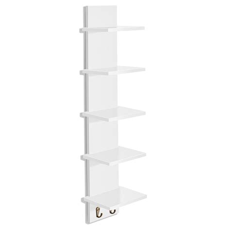 Leiyy 5 Tier Wall Shelf Unit With Hooks Vertical Column Utility Shelving For Home Decor And