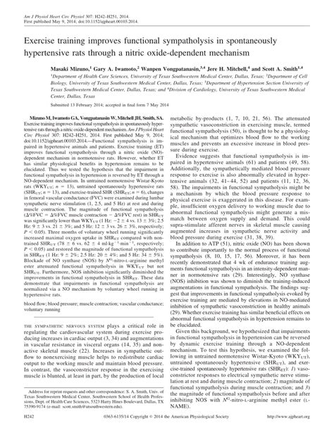 Pdf Exercise Training Improves Functional Sympatholysis In