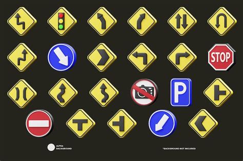 Premium Psd Traffic Sign 3d Icon Set