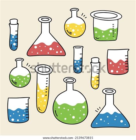 Laboratory Equipment Glass Tubes Flask Beaker Stock Vector Royalty