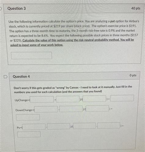Solved Use The Following Information Calculate The Option S Chegg