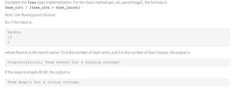 solved complete the team class implementation for the class
