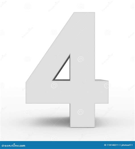 Number 4 3d Clean White Isolated On White Stock Illustration
