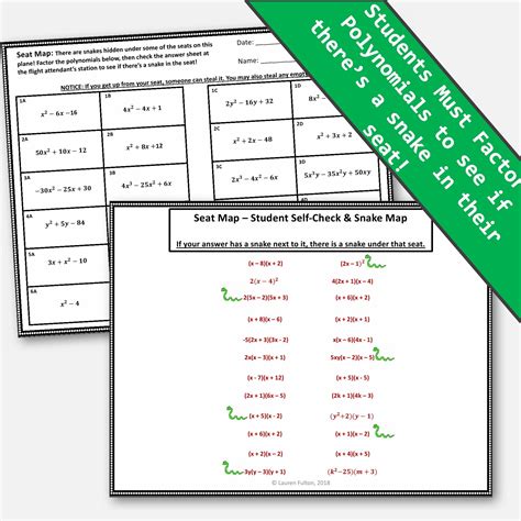 Factoring Polynomials Activity Factoring Game Lauren Fulton Math