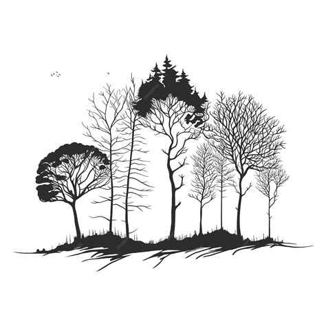 Premium Vector Black And White Old Tree Vector Line Art Illustration
