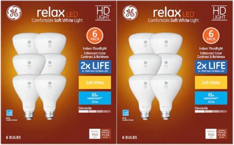 GE Relax W Equivalent Dimmable Soft White Br LED Light Fixture Dimmable Flood Light Bulb