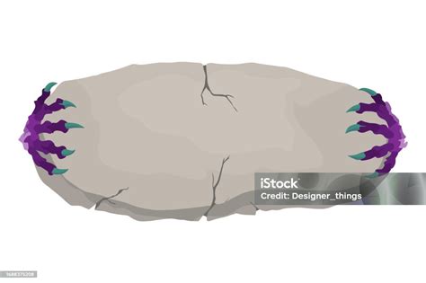 괴물들은 깃발을 들고 있다 캐릭터 발 발톱이 깃발을 들고 있는 소름 끼치는 손가락 카툰 벡터 디자인 무덤 묘지에 대한 스톡 벡터 아트 및 기타 이미지 Istock