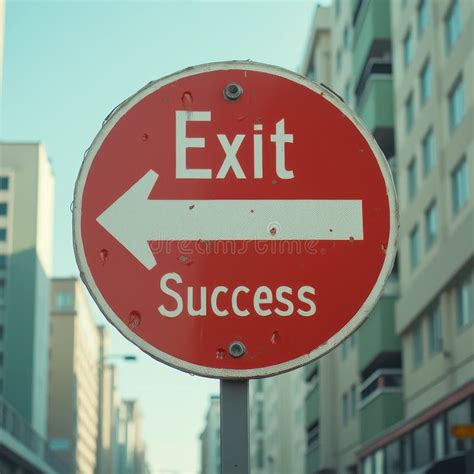 Exit Sign Pointing Left With The Word Success On A City Street During