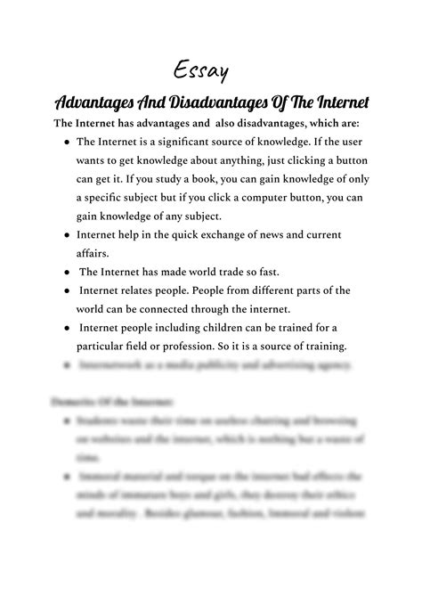 Advantages And Disadvantages Of Internet