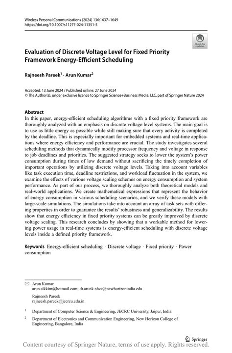 Evaluation Of Discrete Voltage Level For Fixed Priority Framework
