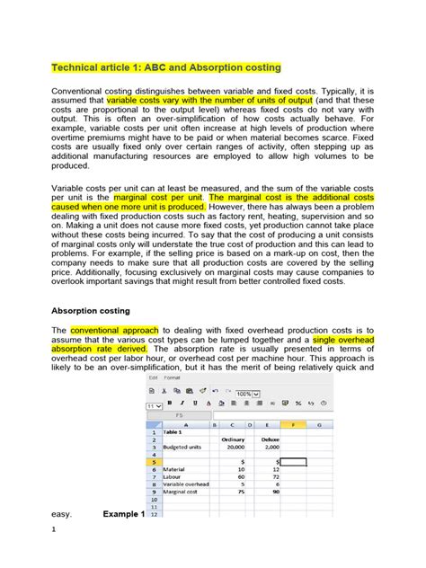 Advanced Costing Technique Articles Pdf Cost Accounting Marketing