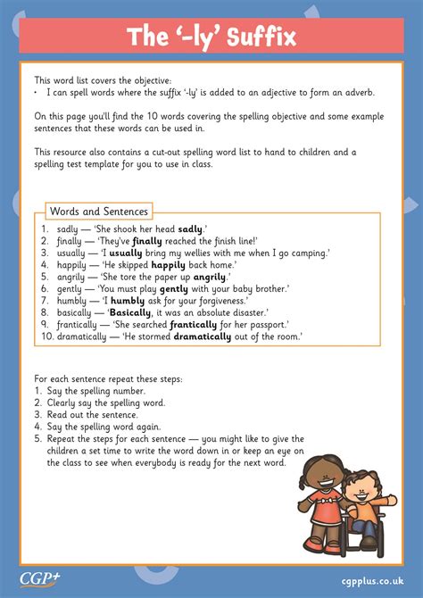 Spelling Word List — The ‘ Ly Suffix Years 3 4 Cgp Plus