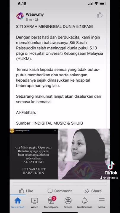 Siti Sarah Meninggal Dunia Youtube