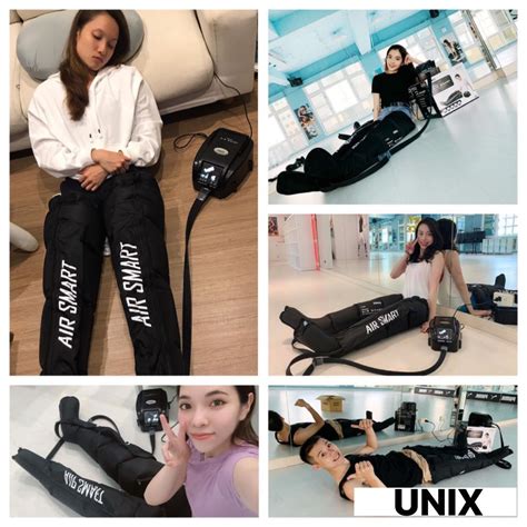 Unix氣壓式按摩器 Woo~小編做了個組圖 照片中，是知名藝人工作室的許多健身老師們，包括了 馬尾女孩 陳安安