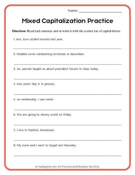 Worksheets Practice Capitalization Capitalization Worksheets