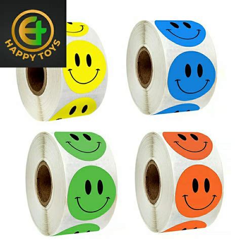 Jual Stiker Smile Bulat Ukuran 2 5 Cm Isi 500 Pcs 1 Roll Shopee