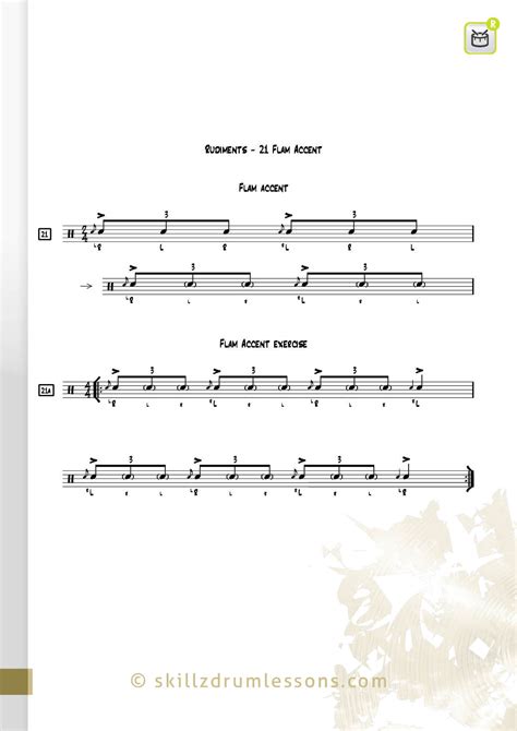 40 Essential Rudiments 21 Flam Accent Skillz Drum Lessons