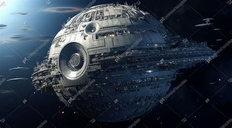 Realistic And Hyper Detailed Rendering Of Star Wars Death Star In Space