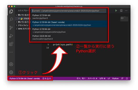 【python】環境構築〜確認フローメモ（mac、anyenv、anaconda、vscode） Python Qiita