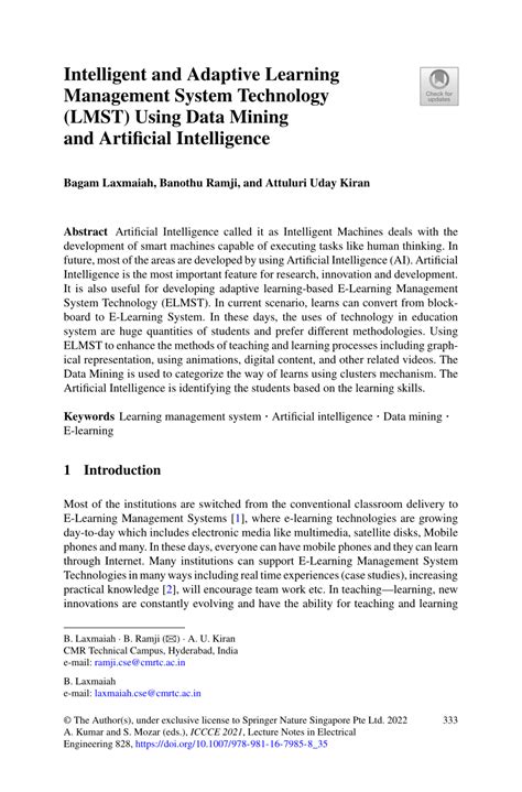 PDF Intelligent And Adaptive Learning Management System Technology