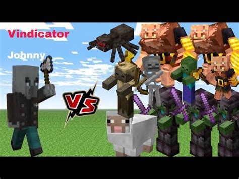 Vindicator Vs All Mobs Fight MUTANT Piglin Brute Zombie Nethrite