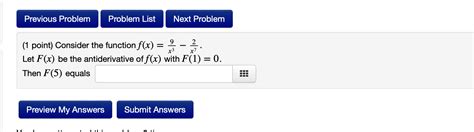 Solved Previous Problem Problem List 9 1 Point Consider Chegg Com