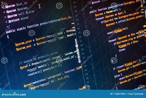 Php Code On Blue Background In Code Editor Stock Image Image Of Hack