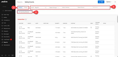 How To View Safety Events Report Motive Help Center