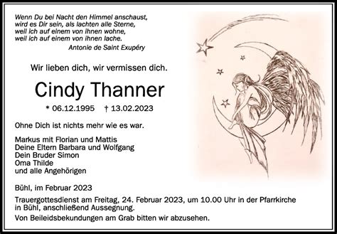 Traueranzeigen Von Cindy Thanner Schwaebischede Trauerportal