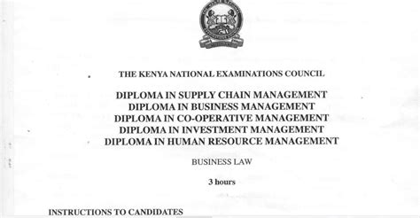 Combined Business Law Past Papers Knec Diploma Pdf Notes