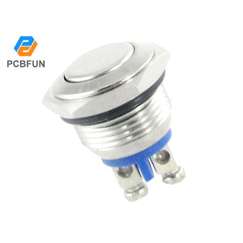 Pcbfun Mm Start Horn Button Momentary Stainless Steel Metal Push Switch Car Dash V Metallic