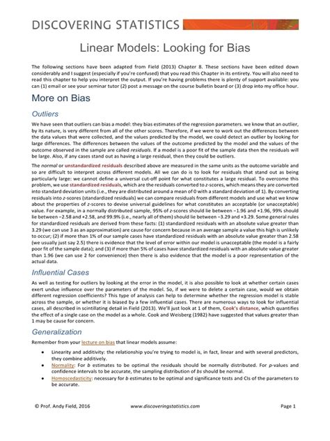 Linear Models Bias Pdf Errors And Residuals Dependent And Independent Variables