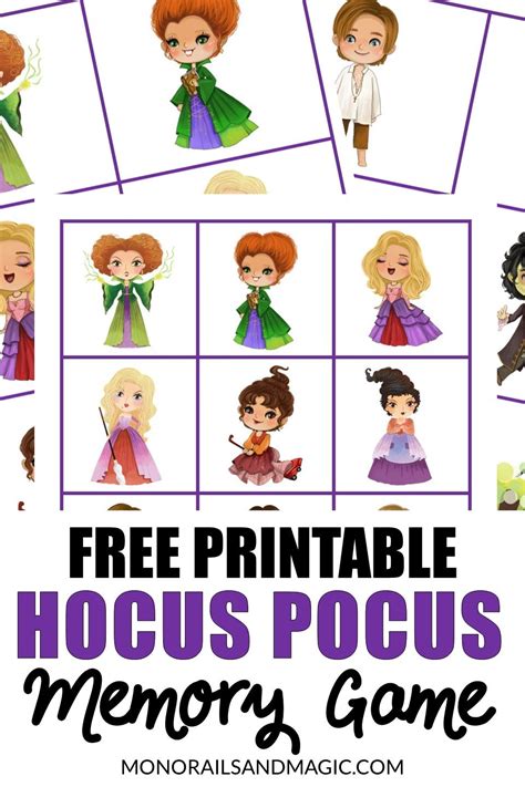 Hocus Pocus Memory Game Free Printable Monorails And Magic