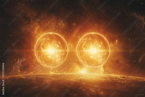 Visualization Of A Binary Star System Showing Two Stars Orbiting Each