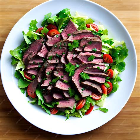 Premium Photo Sliced Beef Salad Generative Art By Ai