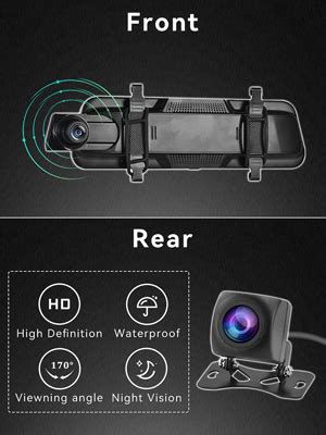 Dashcam Rétroviseur avec CarPlay Android Auto sans Fil Dashcam à