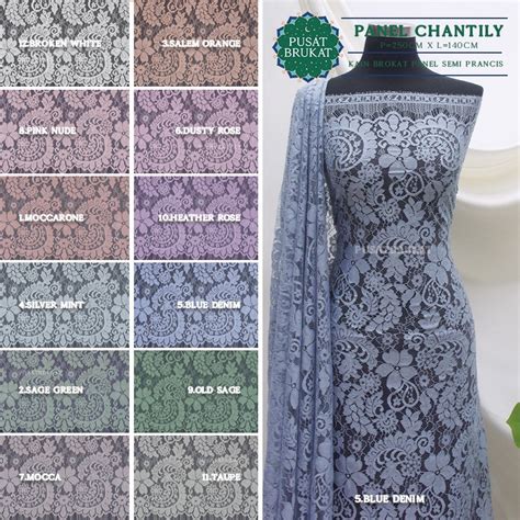 Jual KAIN BROKAT KEBAYA SEMI ITALY PRANCIS KATUN BAHAN BRUKAT PANEL LACE HASNA 42437 Harga