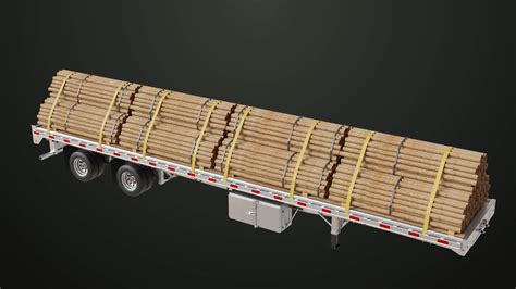 Flatbed Trailer With 7 Loads Single Mat Pbr 3d Model By Eight Vertex