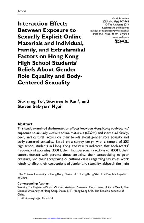 Pdf Interaction Effects Between Exposure To Sexually Explicit Online