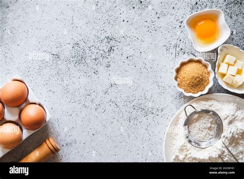 Baking Or Cooking Background Frame Ingredients Kitchen Items For